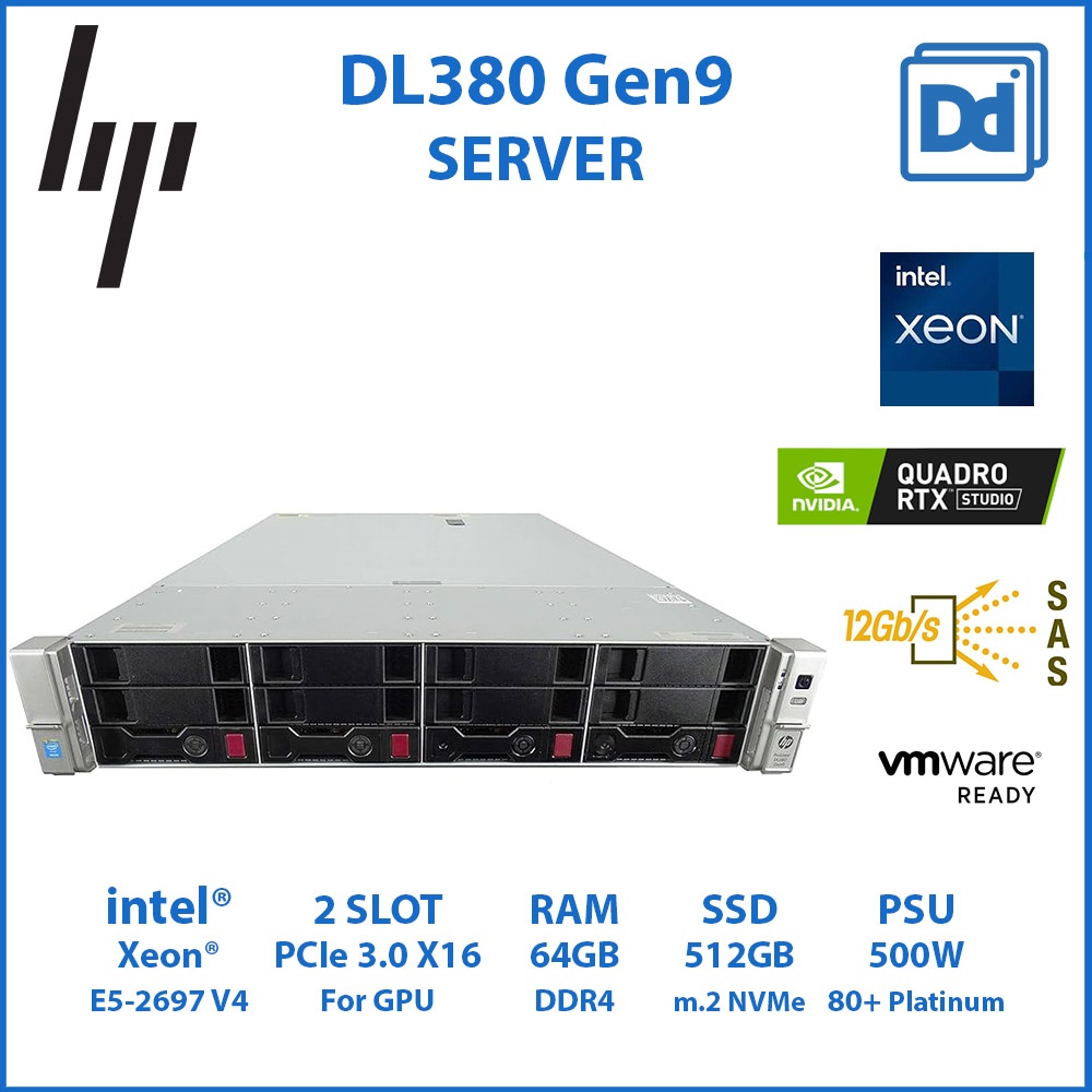 เซิร์ฟเวอร์ HP PROLIANT DL380 Gen9 XEON E5-2686V4 36C/72T RAM64GB NVMe ...